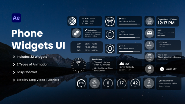 Phone Widgets & UI Elements, After Effects Project Files | VideoHive